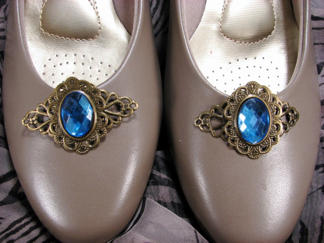 Blue Shoe Clips Jewelry for Your Shoes Antique Bronze Finish Multiple ...