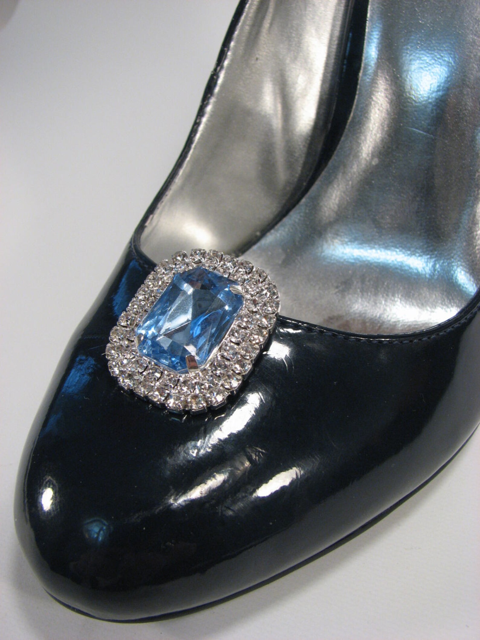 Sky Blue Shoe Clips Pale Blue White Rhinestones 1 Pair Wedding Shoe ...