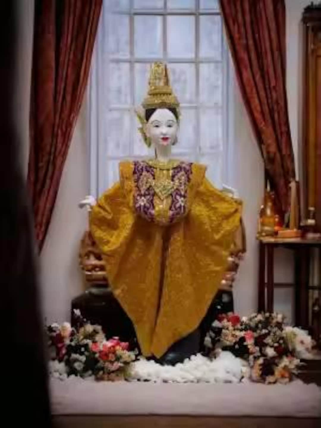 Lady Trijata Wooden Sculpture in Traditional Handmade Bead Embroidery ...