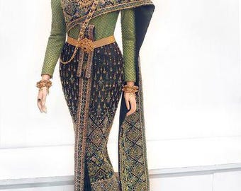 Luxury Thai Prayuk Bridal Dress| Thai/khmer/laos| Real Lamphun Brocade ...