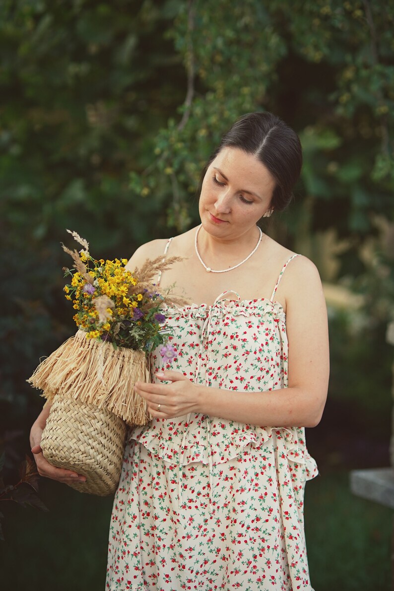 Floral Vintage Dress, Cottagecore Style, Vintage Look, Bohemian Midi ...