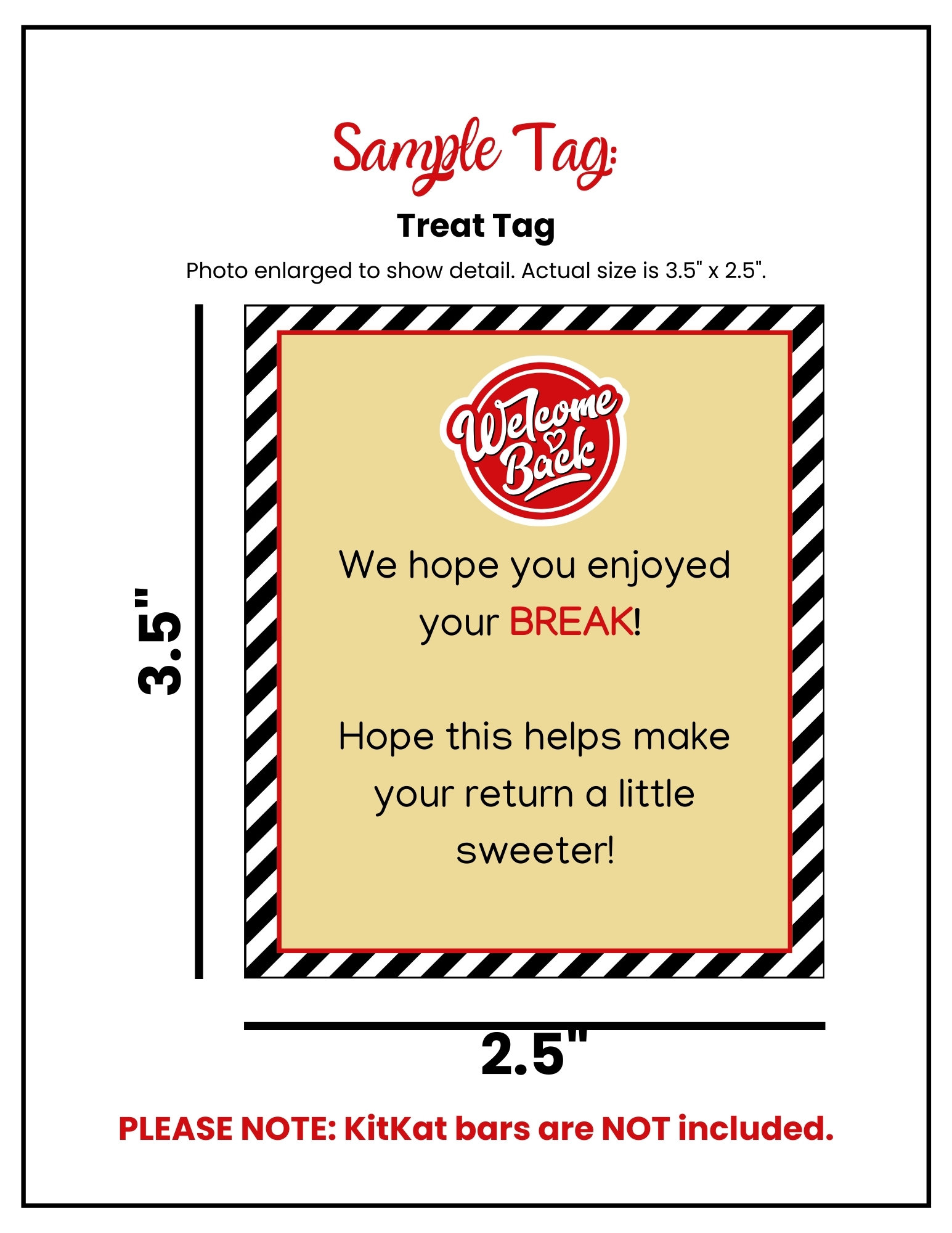 Welcome Back Treat! Gift Tags for Kitkat Candy Bars - Printable PDF ...
