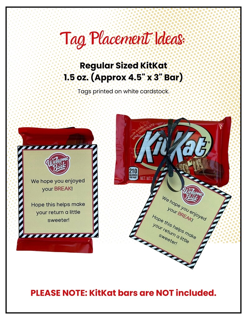 Welcome Back Treat! Gift Tags for Kitkat Candy Bars - Printable PDF ...
