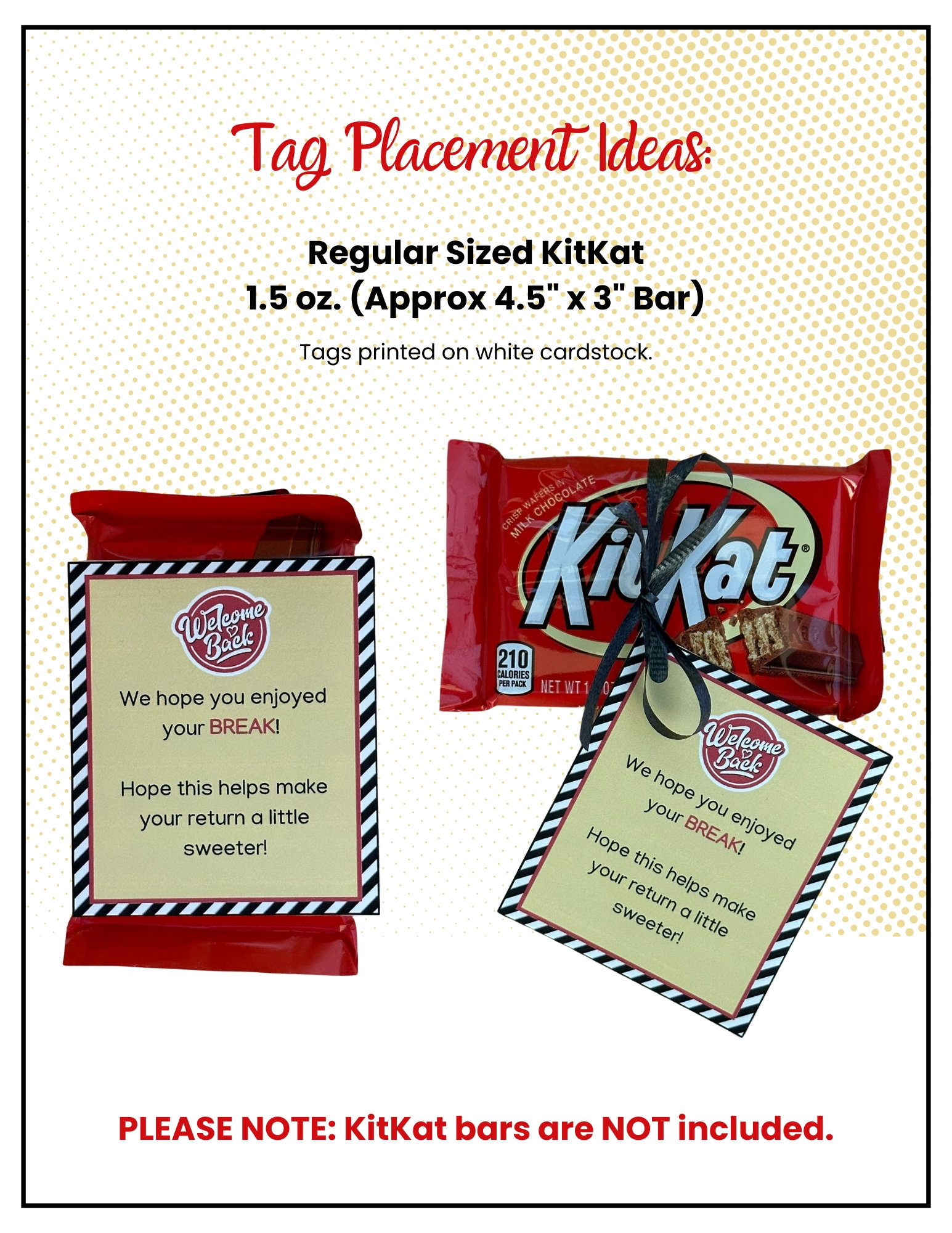 Welcome Back Treat! Gift Tags for Kitkat Candy Bars - Printable PDF ...