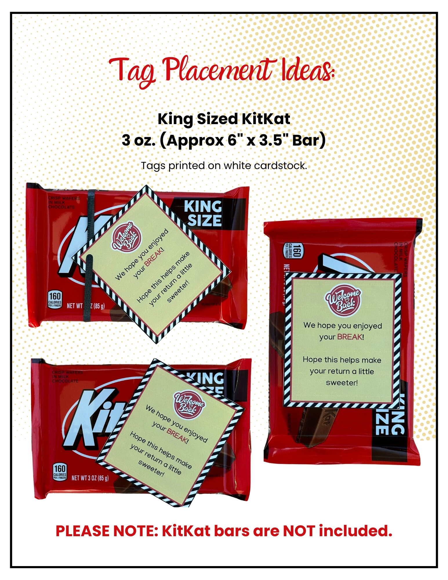Welcome Back Treat! Gift Tags for Kitkat Candy Bars - Printable PDF ...