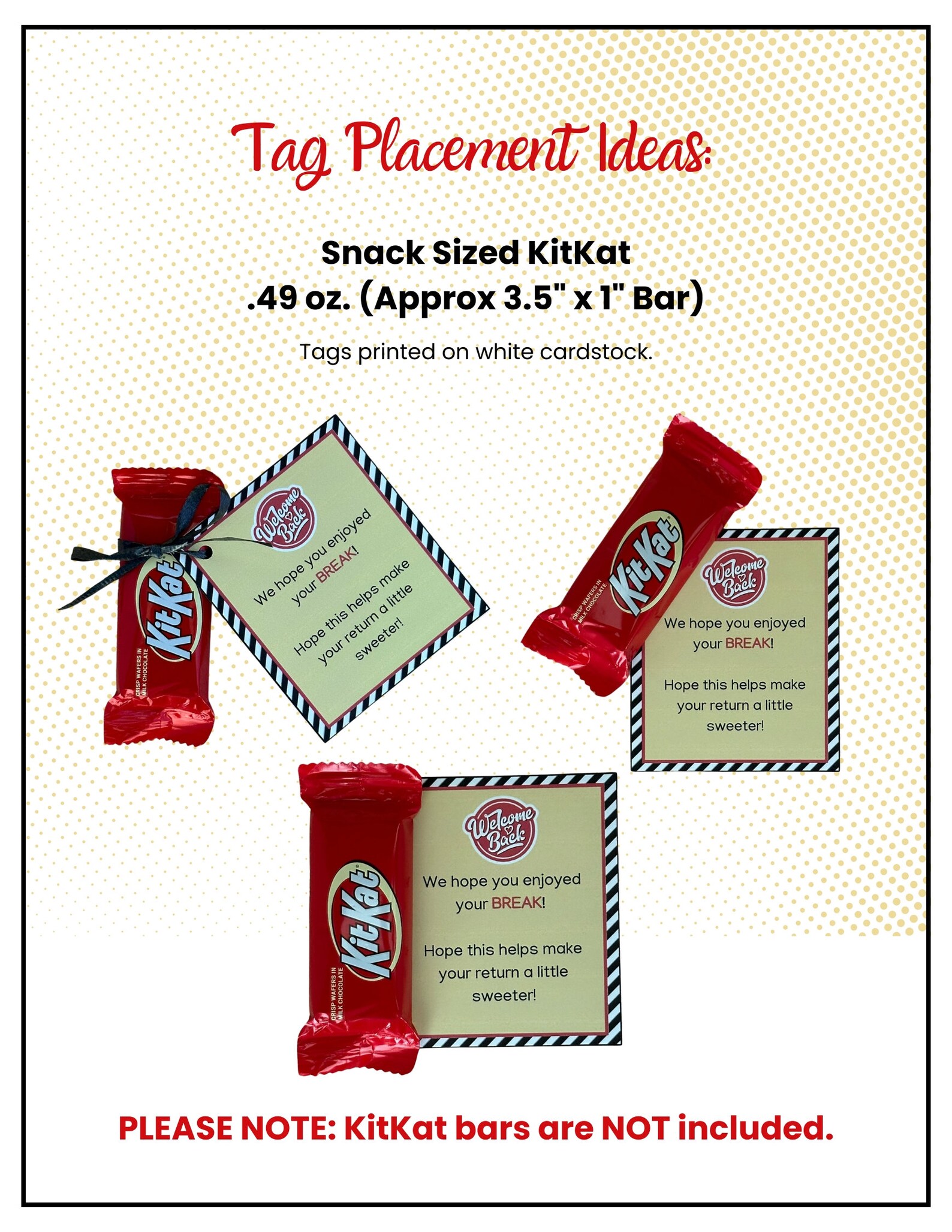 Welcome Back Treat! Gift Tags for Kitkat Candy Bars - Printable PDF ...