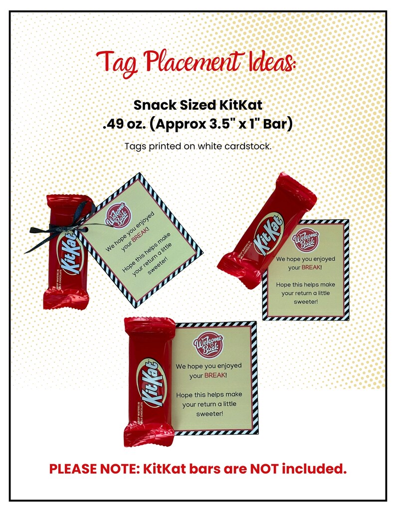 Welcome Back Treat! Gift Tags for Kitkat Candy Bars - Printable PDF ...