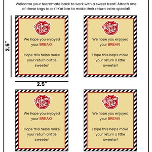 Welcome Back Treat! Gift Tags for Kitkat Candy Bars - Printable PDF ...
