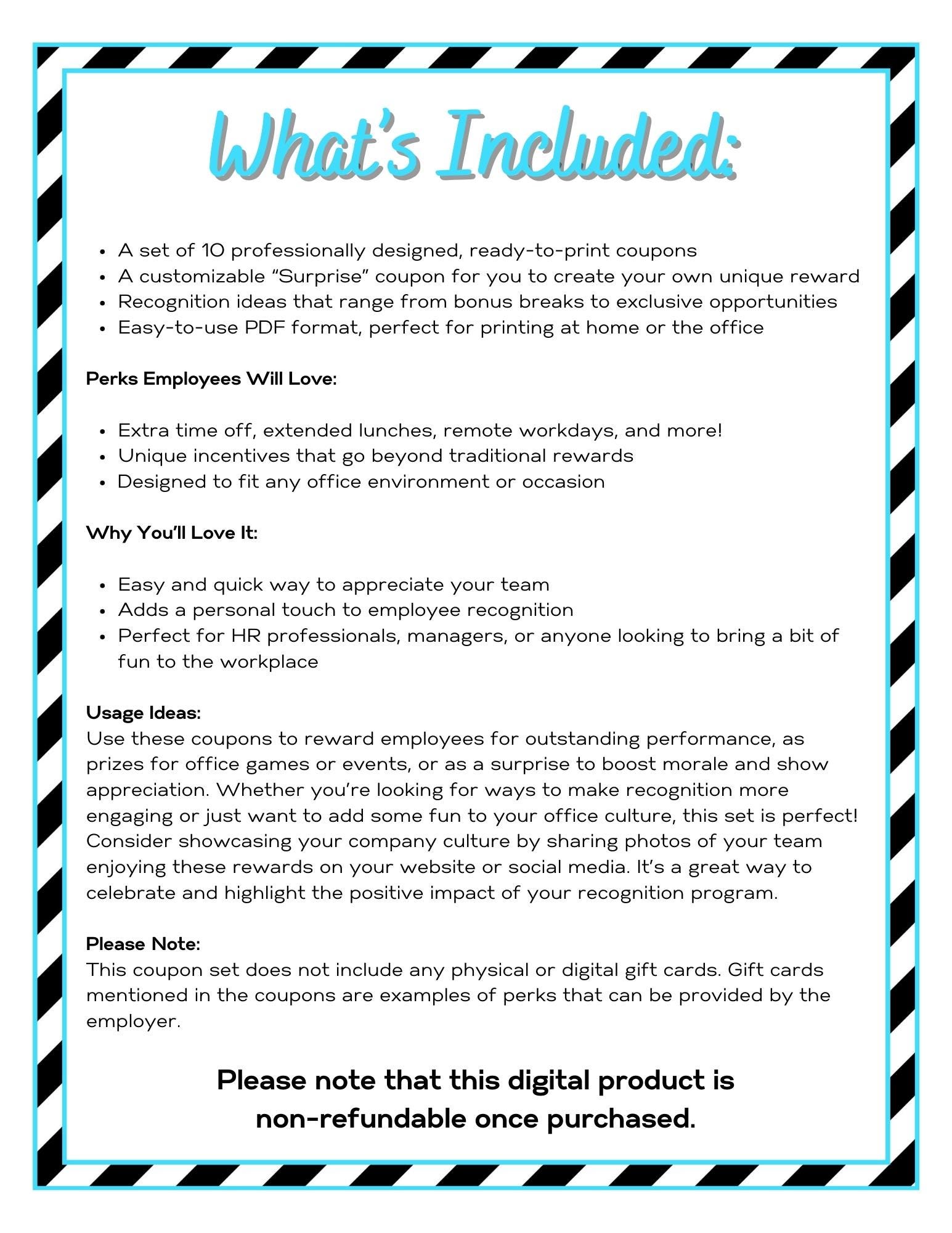 Employee Appreciation Printable Coupon Pack Fun Rewards & Recognition ...