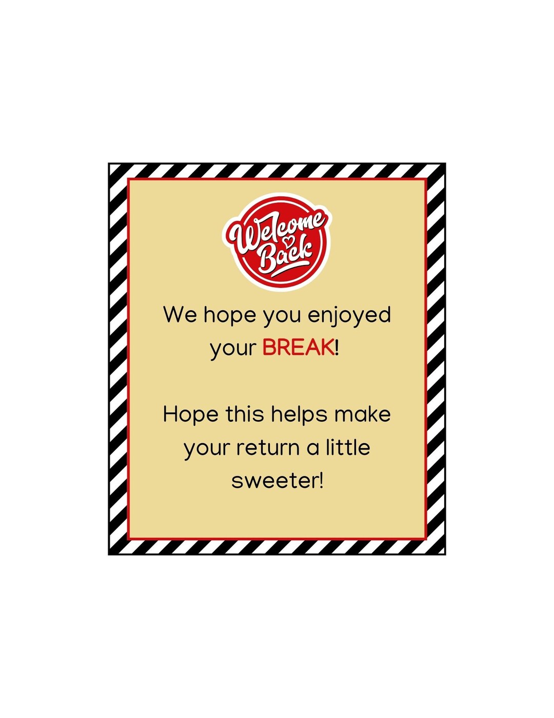 Welcome Back Treat! Gift Tags for Kitkat Candy Bars - Printable PDF ...