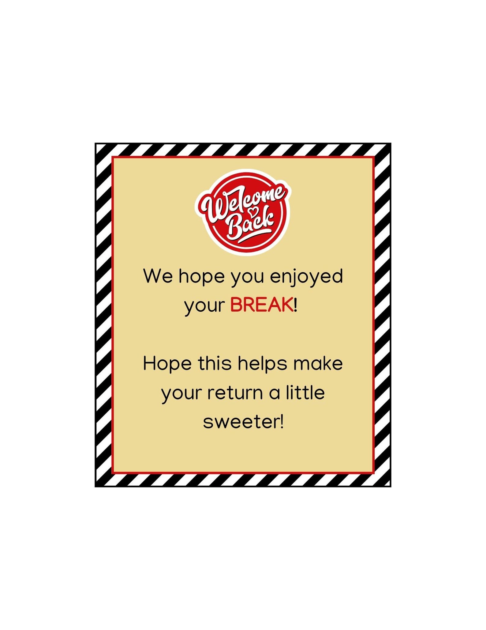 Welcome Back Treat! Gift Tags for Kitkat Candy Bars - Printable PDF ...