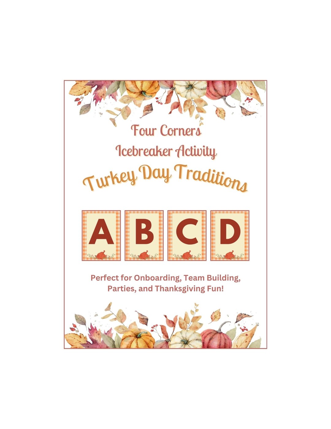 Icebreaker Activity: Four Corners Thanksgiving Edition - Interactive ...