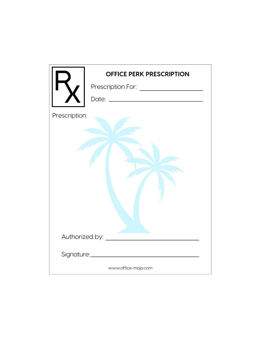 Printable Employee Appreciation Prescription Template - Office Perk ...