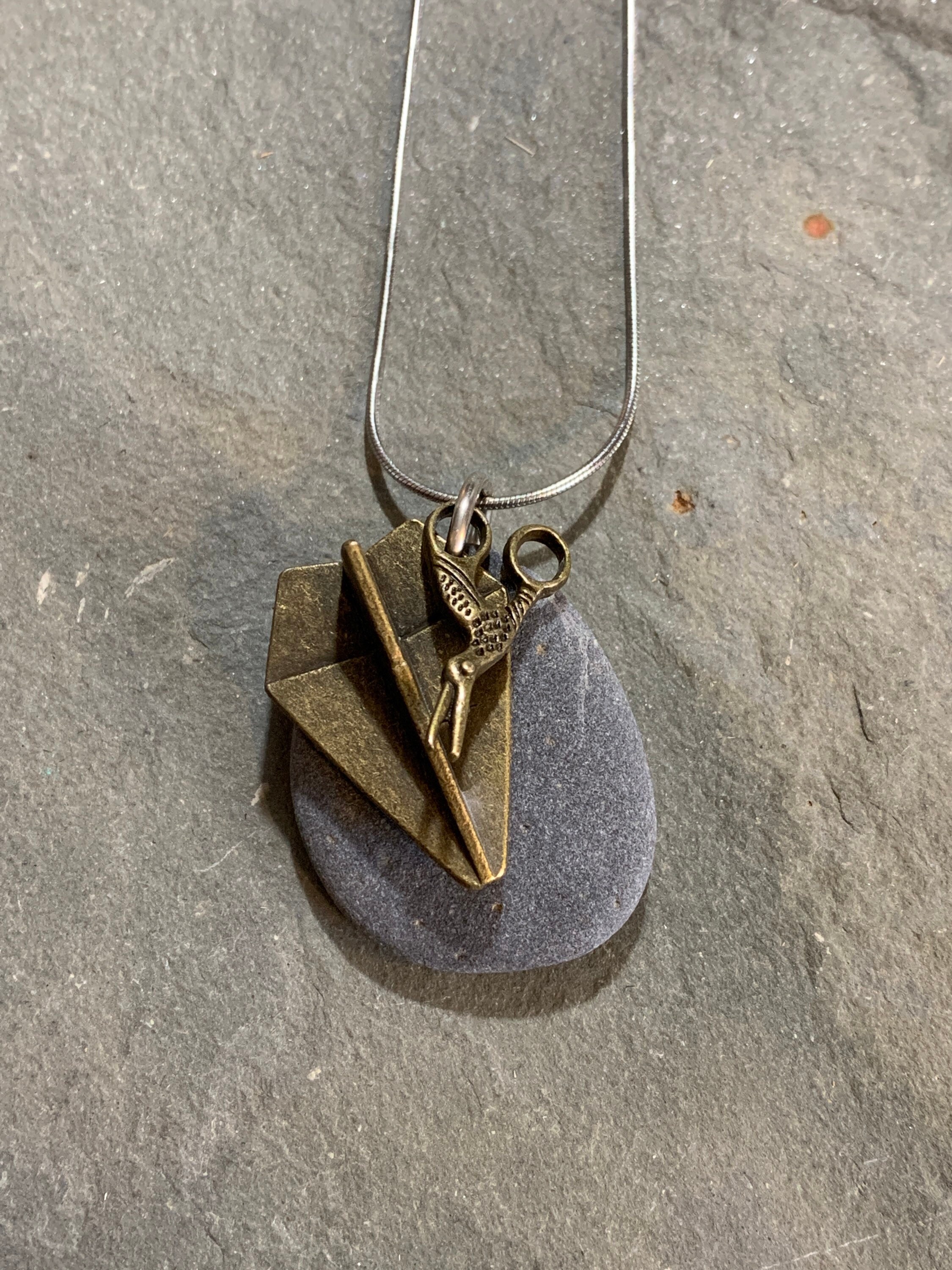 Rock, Paper, Scissors Necklace, Beach Stone Jewelry, Handmade - Etsy