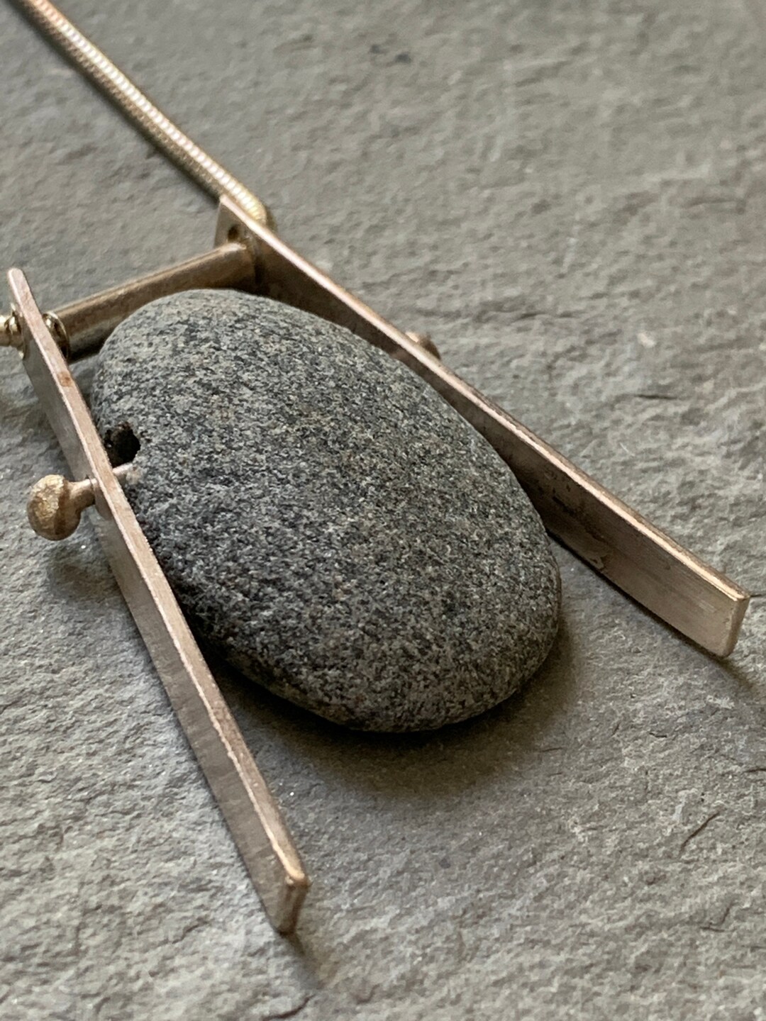 Tubular Swing Basalt Beach Stone Necklace - Etsy