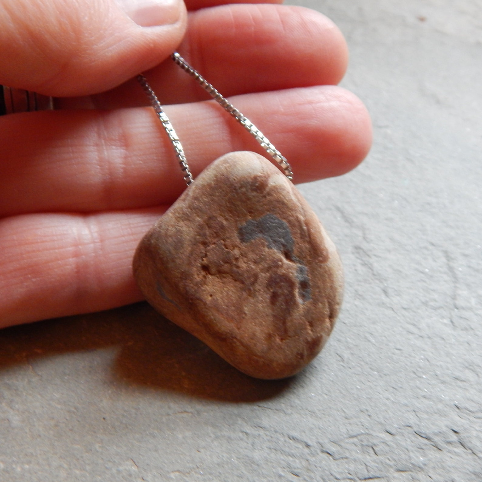 One-of-a-kind Beach Stone Necklace, Multi-color Beach Stone, Tan, Brown ...
