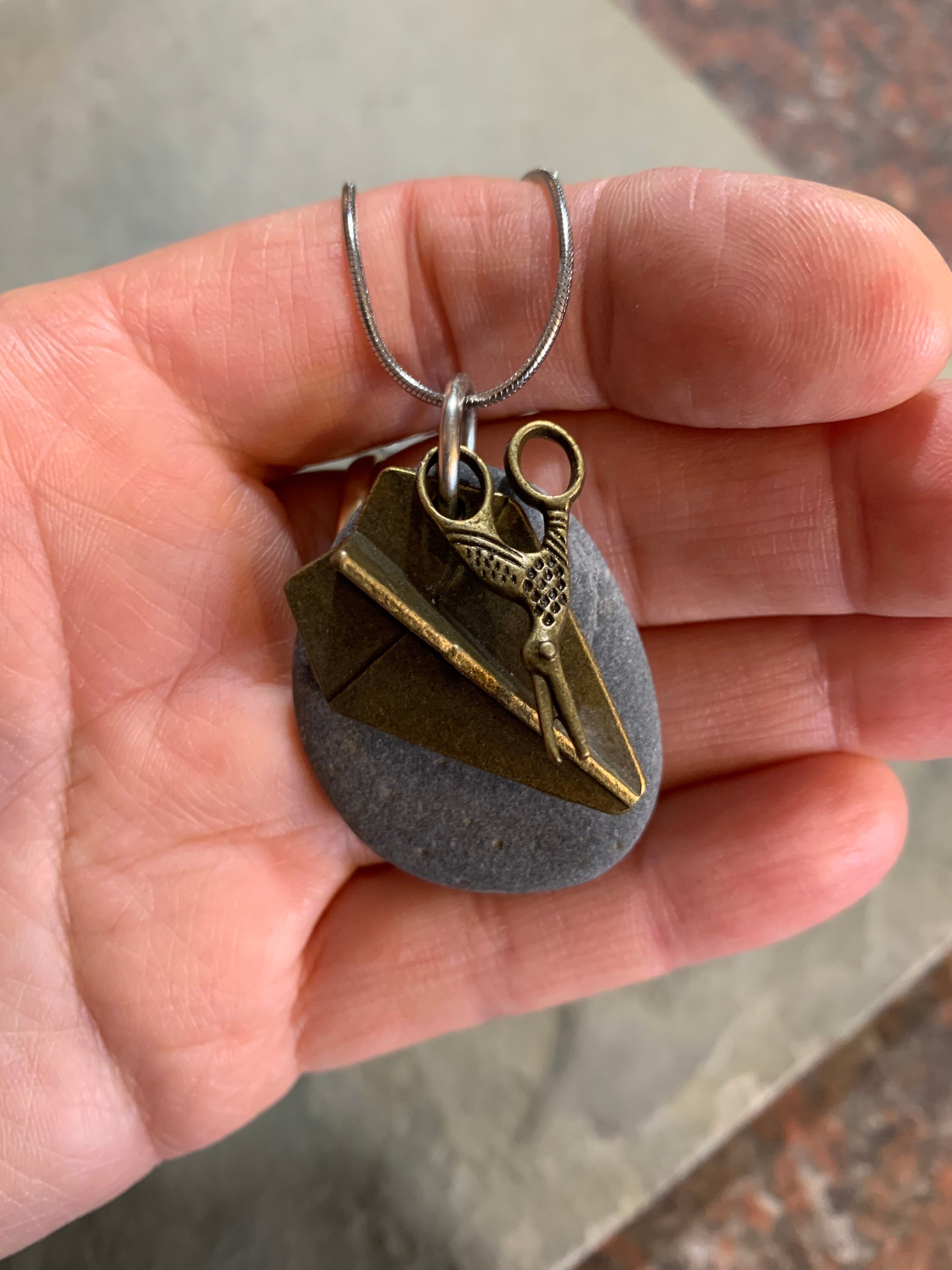 Rock, Paper, Scissors Necklace, Beach Stone Jewelry, Handmade - Etsy