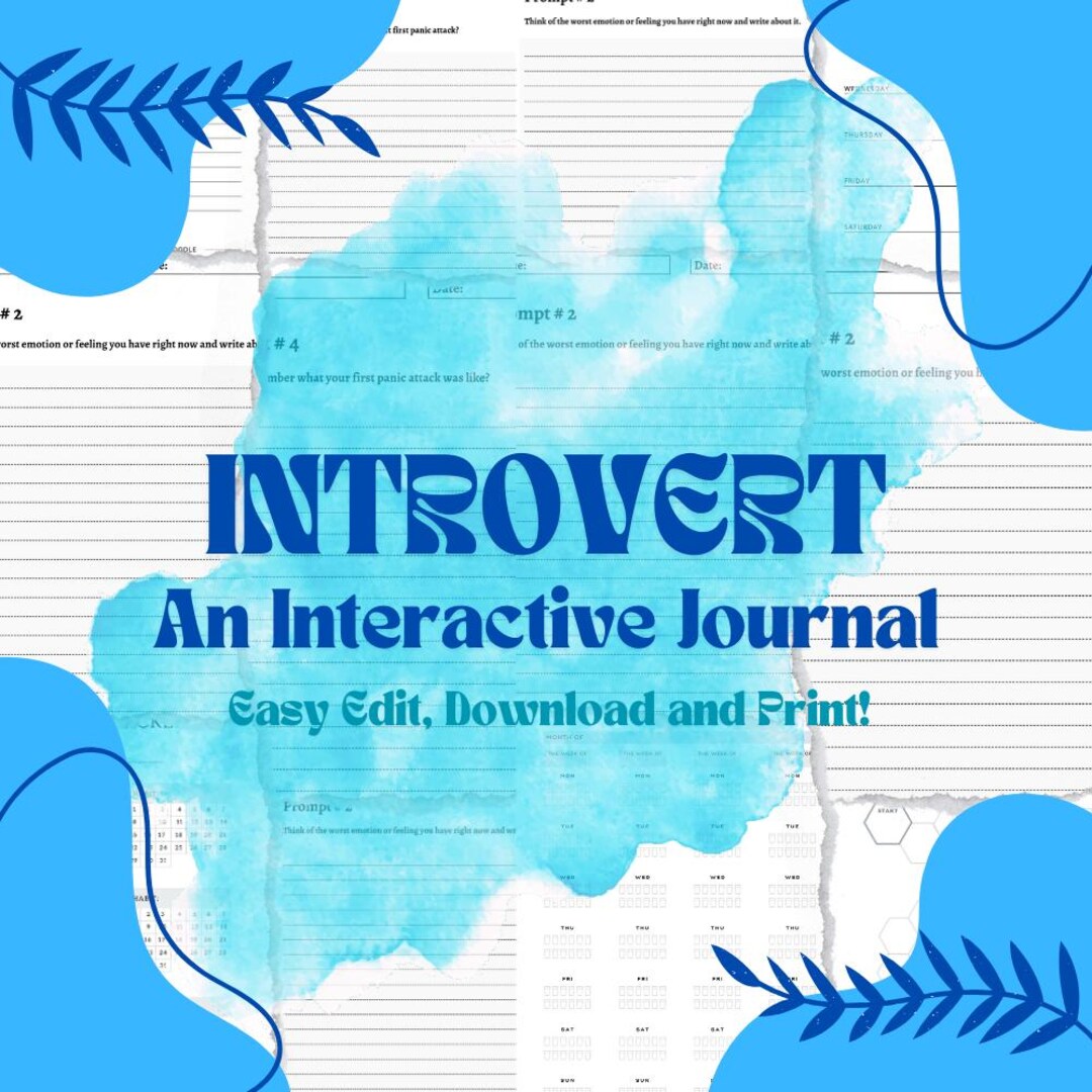Introvert Mental Health Journal Template for Self-care Canva Editable ...