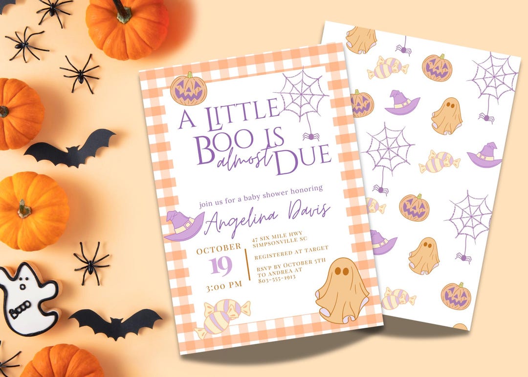 Little Boo is Almost Due Invitation, Halloween Baby Shower, Boo Baby ...
