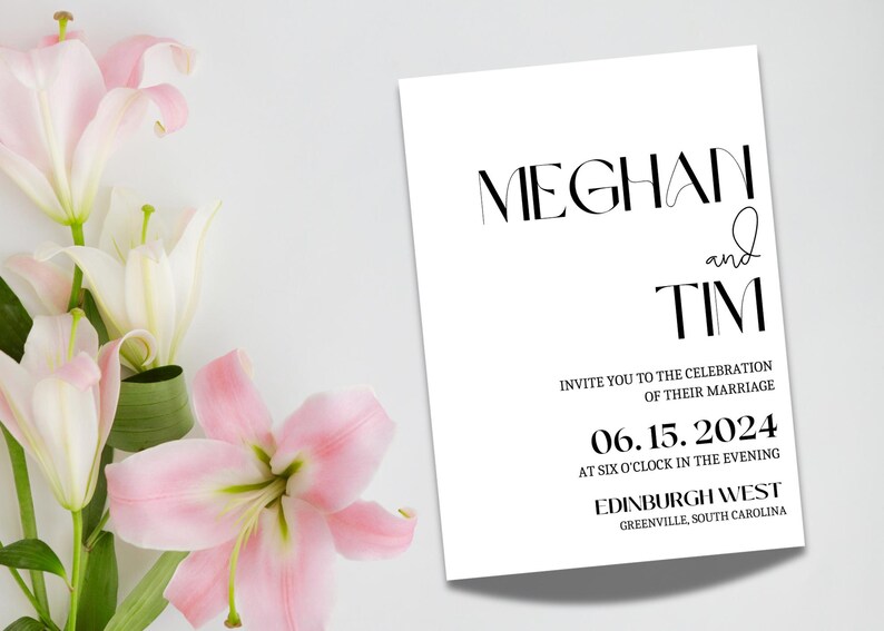Black and White Wedding Invitation, B&W Wedding Invitation, Wedding ...