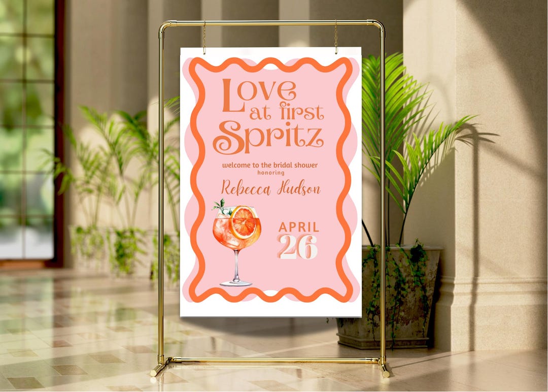 Love at First Spritz Bridal Shower, Spritz Welcome Sign, Aperol Spritz ...