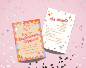 Groovy Flower Retro Bachelorette Party Invitation, Disco Floral Bach ...
