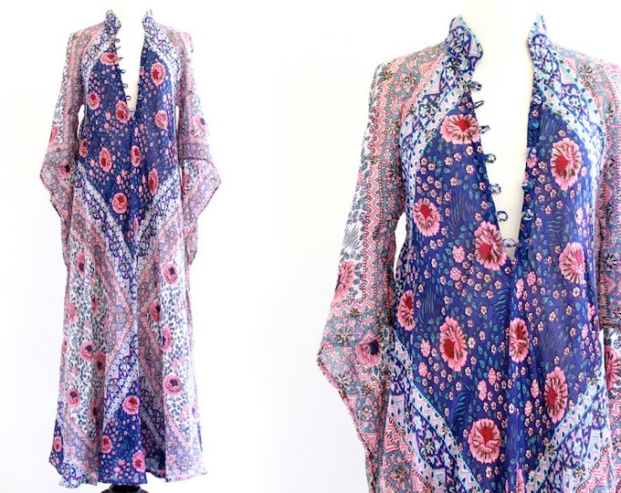 70s Vintage India Rare Adini Cotton Gauze Caftan Indian - Etsy