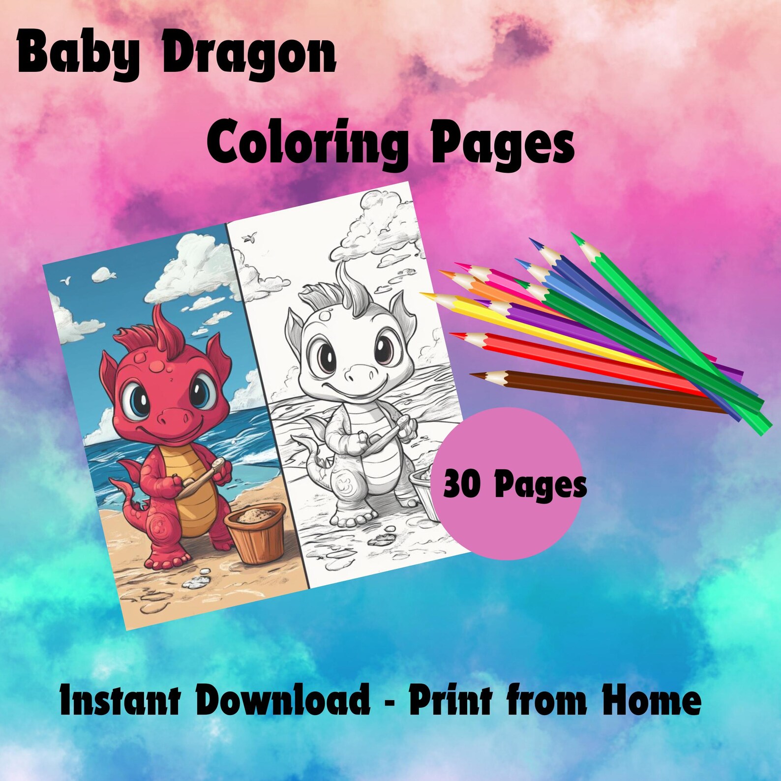 Baby Dragon Coloring Book for Kids – Fun and Easy Printable Coloring ...