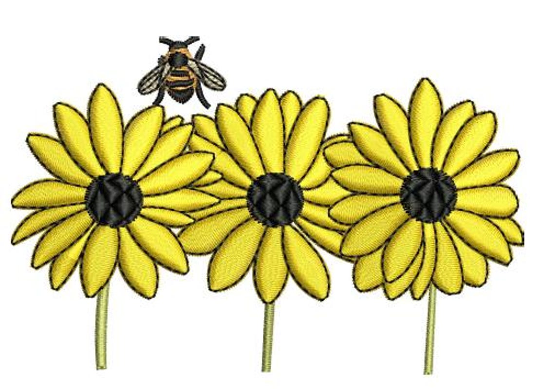 Daisy Embroidery Design, Daisies and Bee Design, Machine Embroidery ...
