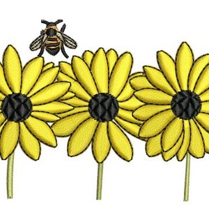 Daisy Embroidery Design, Daisies and Bee Design, Machine Embroidery ...