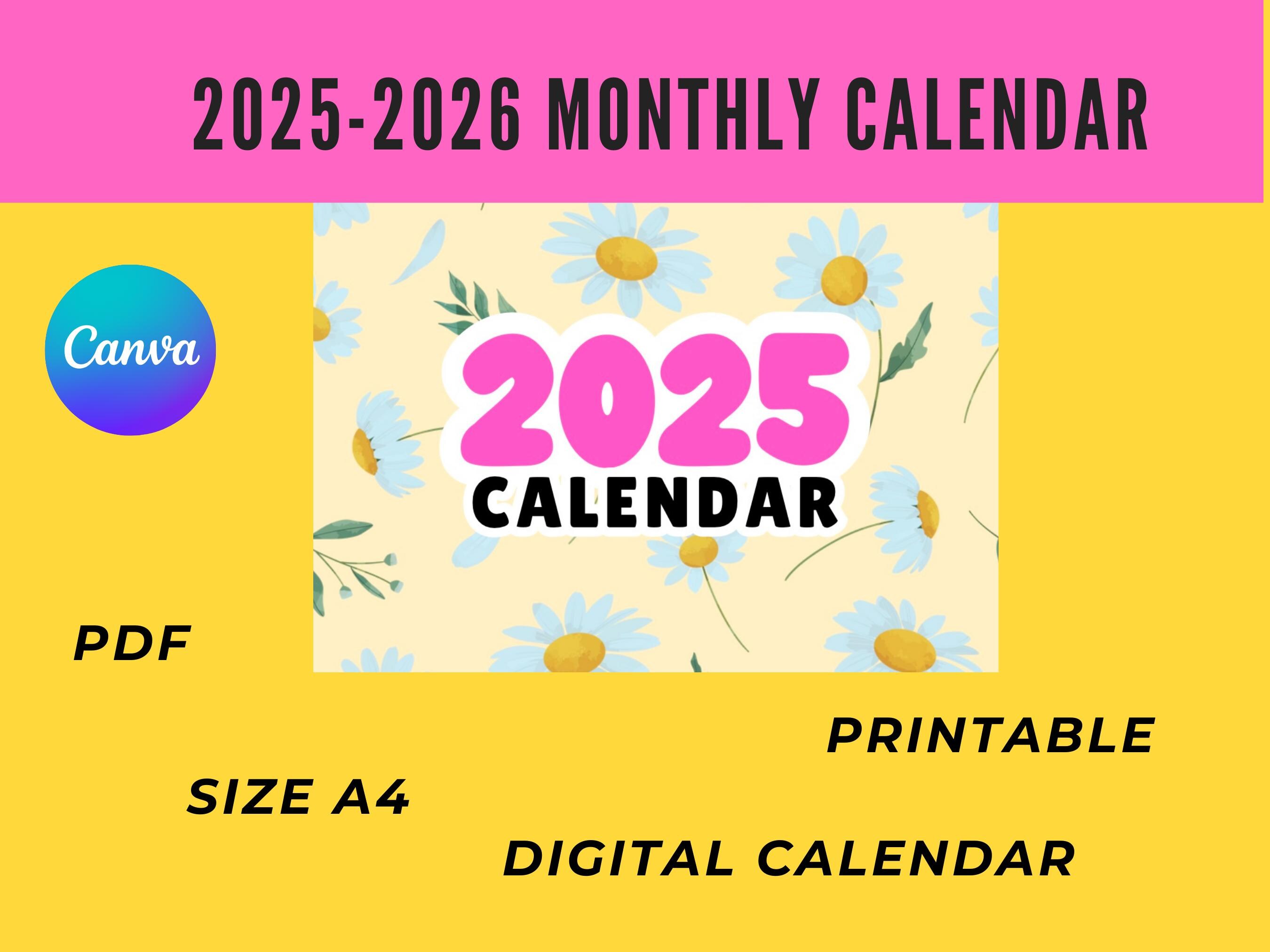 Digital Calendar, Digital 2025 Calendar, Digital 2025 to 2026 Calendar ...