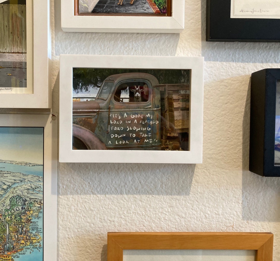 Goat Art Print, Goat in a Truck Farmhouse Decor, Framed Art Print ...