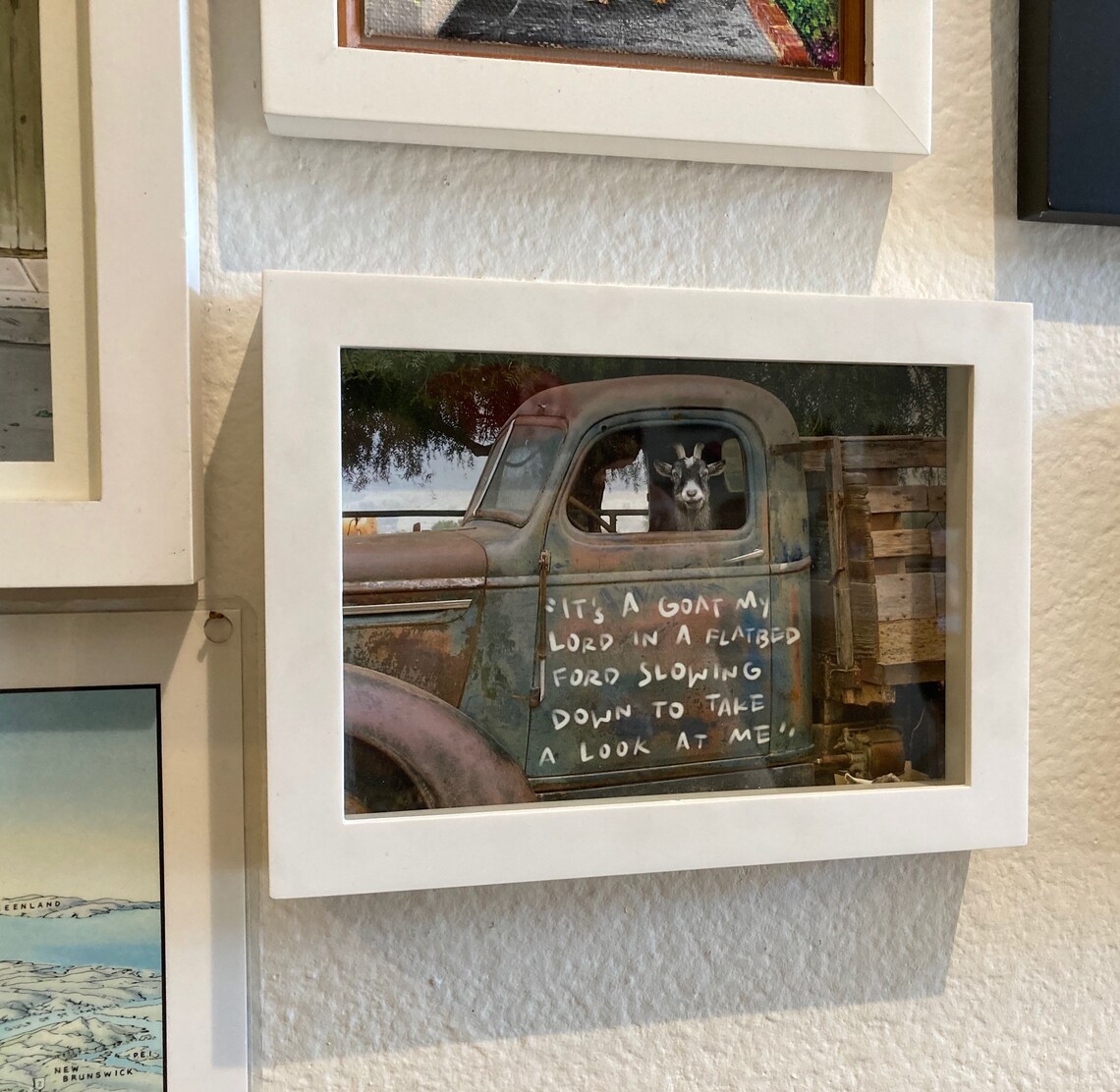 Goat Art Print, Goat in a Truck Farmhouse Decor, Framed Art Print ...