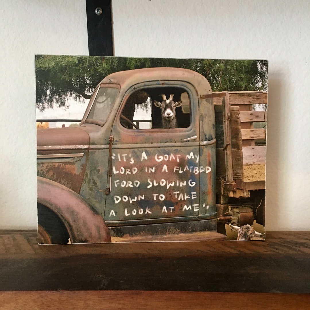 Funny Goat Art Print, Goat in a Truck Farmhouse Wall Art, Country Home ...