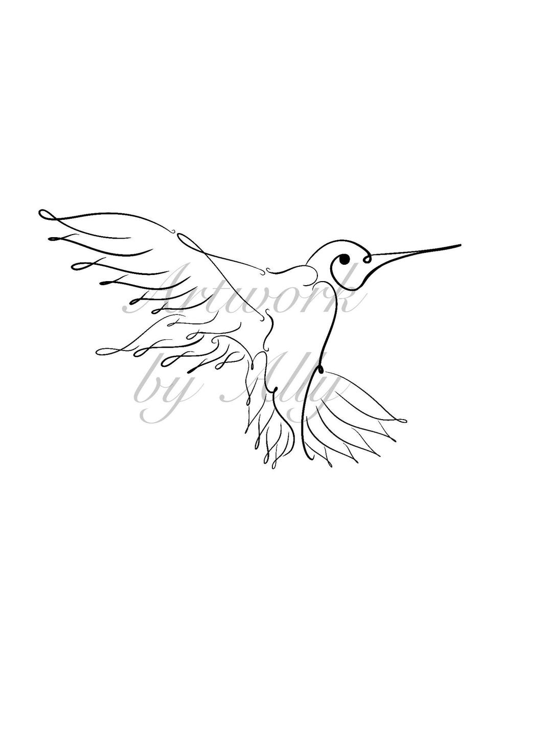 Hummingbird Tattoo, Single Line Modern Hand Drawn Tattoo Design - Etsy