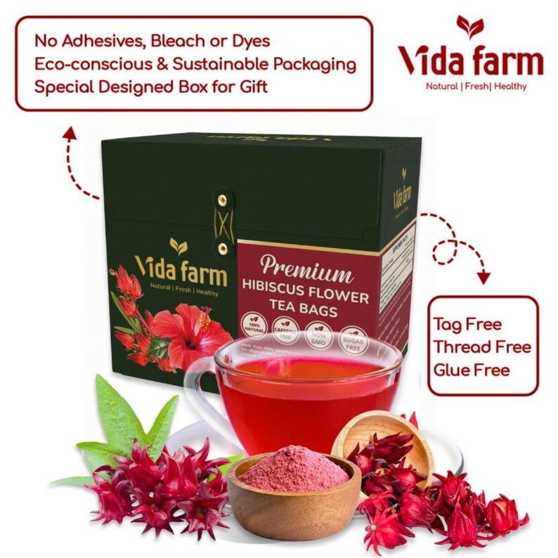 100 Hibiscus Tea Bags, Natural Dried Hibiscus Flowers Tea Bags, Hibiscus Sabdariffa Tea Bags - Etsy