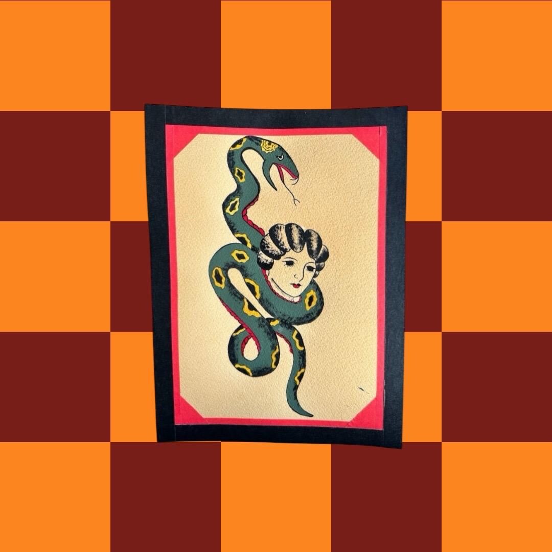 Hand Painted Dead Girl Head and Snake American Traditional Flash - Etsy