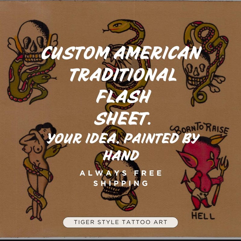 Tattoo Flash Hand Paint - Etsy