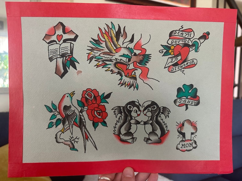 Vintage American Traditional Tattoo Flash Sheet - Etsy