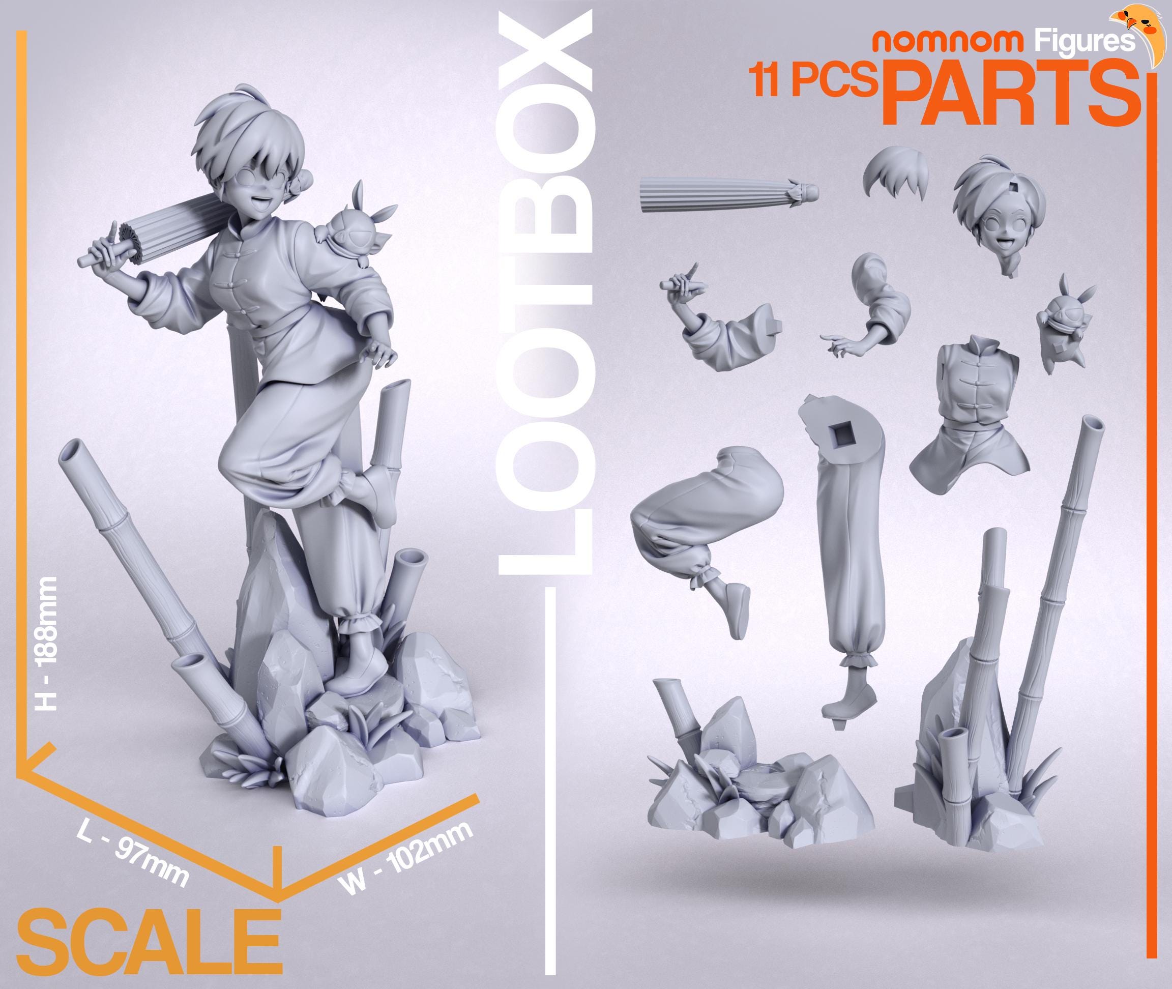 Ranma 1/2 | 14K | 1:10 Scale | 3d Printed Figure | Unassembled ...