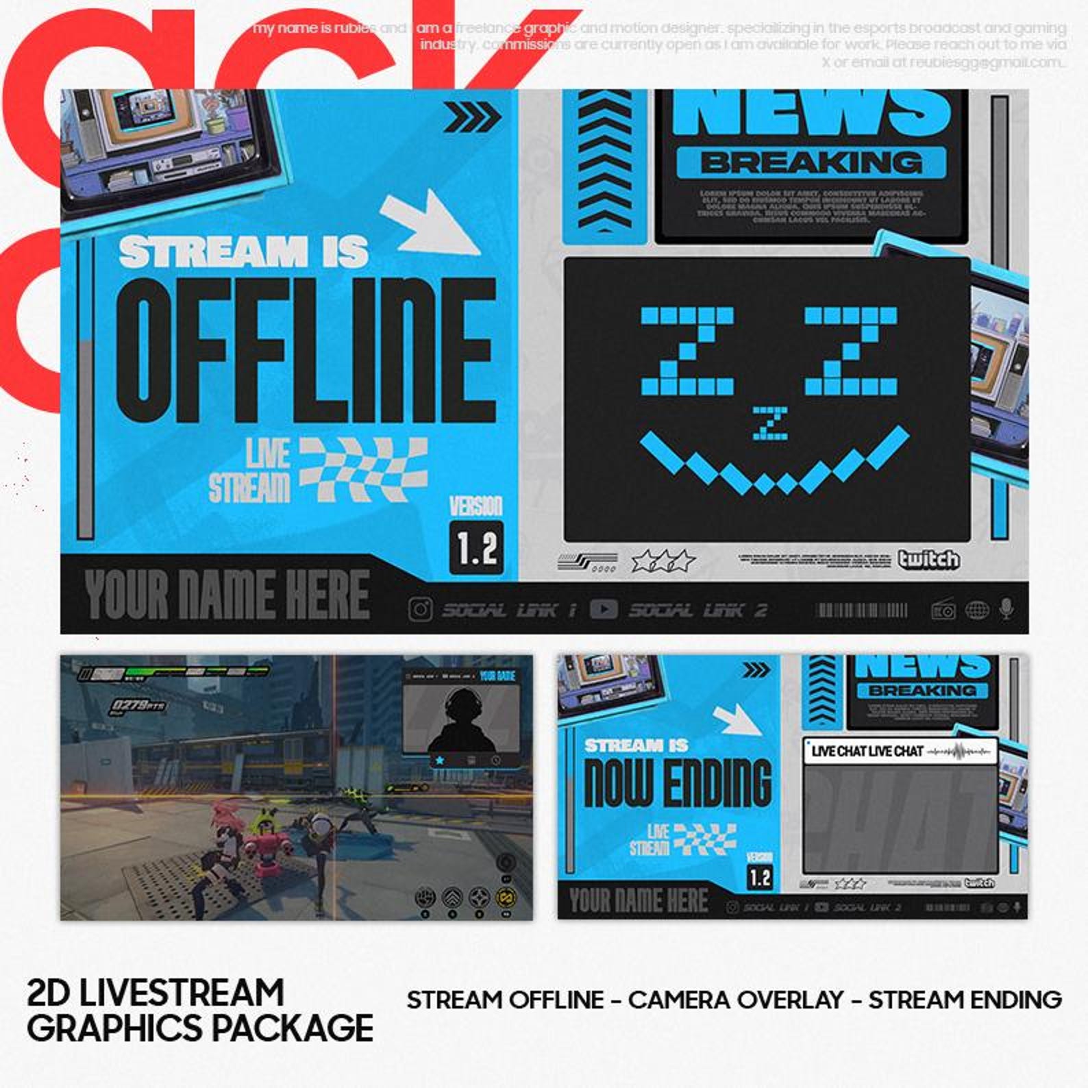 Retro Overlay Graphics Y2k Stream Overlays ZZZ Twitch Stream Overlay ...