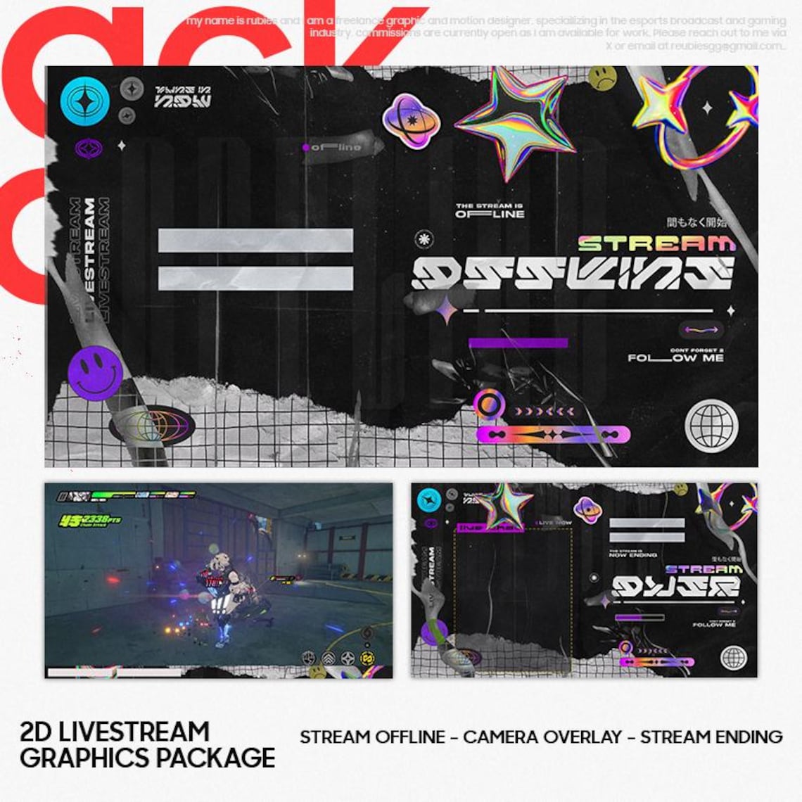Y2k Animated Stream Overlays Retro Twitch Overlay Paper Animated ...
