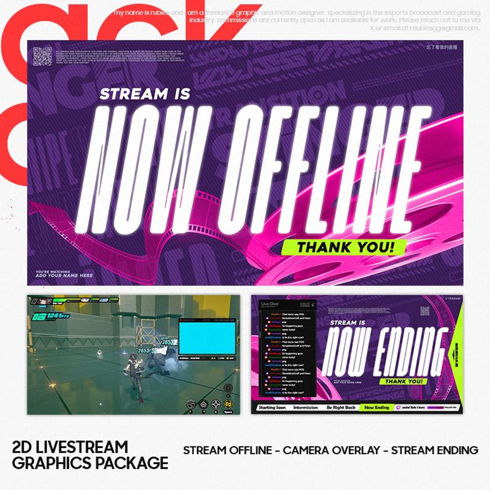 ZZZ Overlay Graphics Twitch Stream Package ZZZ Animated Stream Graphics ...