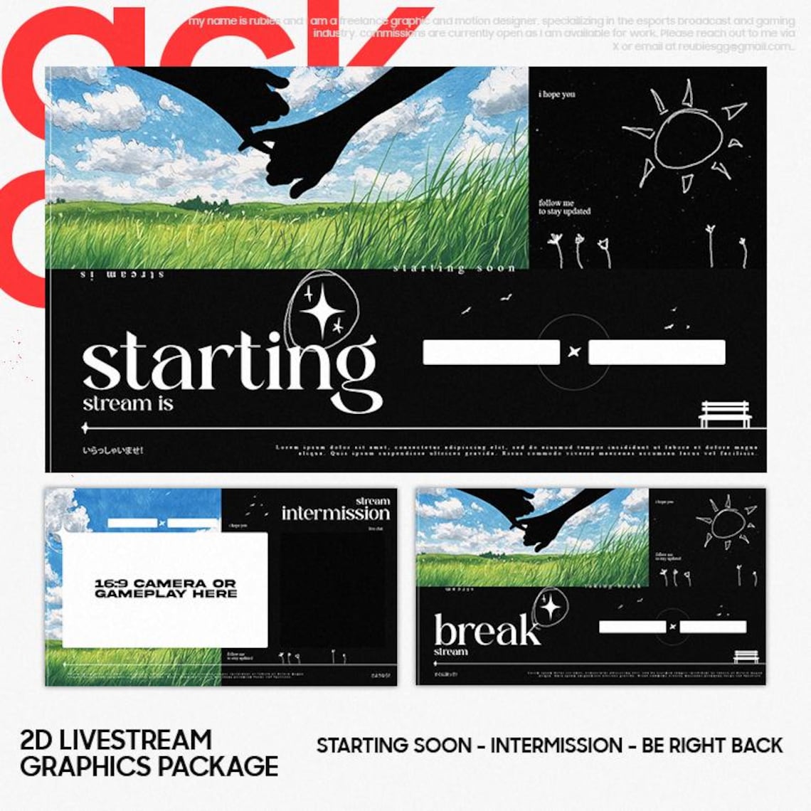 Twitch Stream Overlay Graphics Livestream Package 2D Minimal Design ...