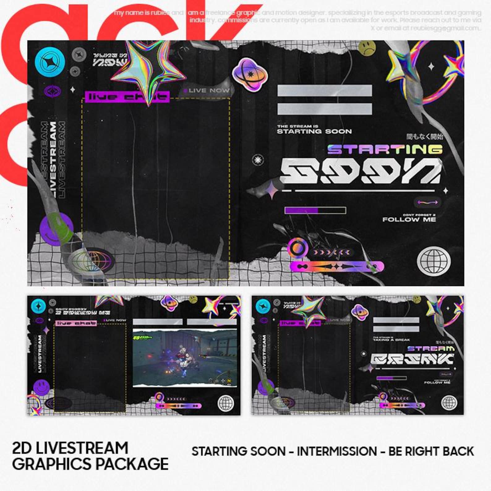 Y2k Animated Stream Overlays Retro Twitch Overlay Paper Animated ...