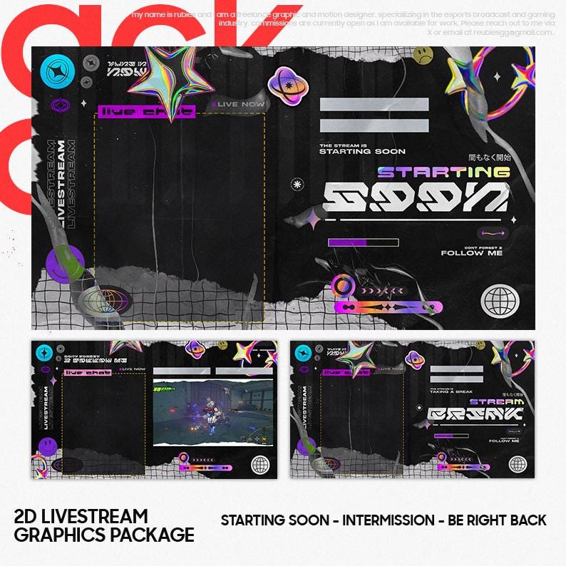 Y2k Animated Stream Overlays Retro Twitch Overlay Paper Animated ...