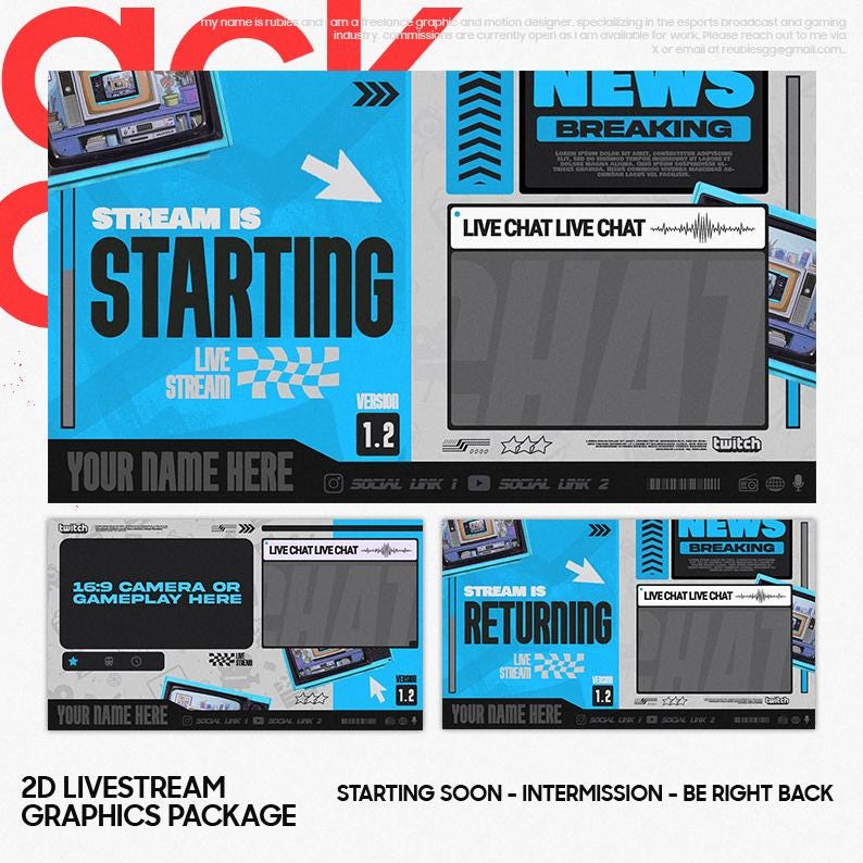 Retro Overlay Graphics Y2k Stream Overlays ZZZ Twitch Stream Overlay ...