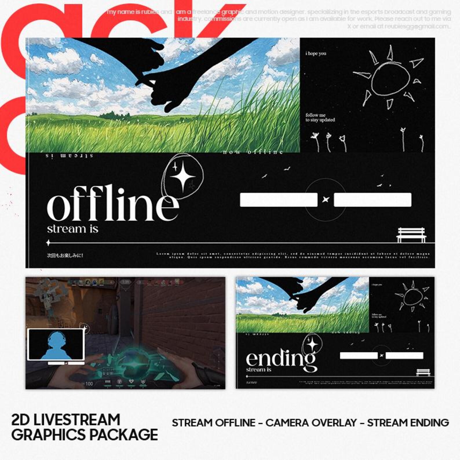 Twitch Stream Overlay Graphics Livestream Package 2D Minimal Design ...