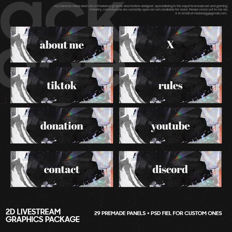 Stream Overlay Graphics Livestream Package 2D Design Paper Grunge Art ...