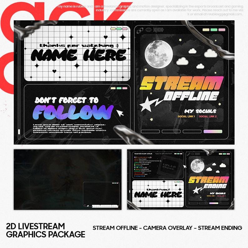 Y2k Animated Stream Overlays Retro Twitch Overlay Chrome Twitch Stream ...